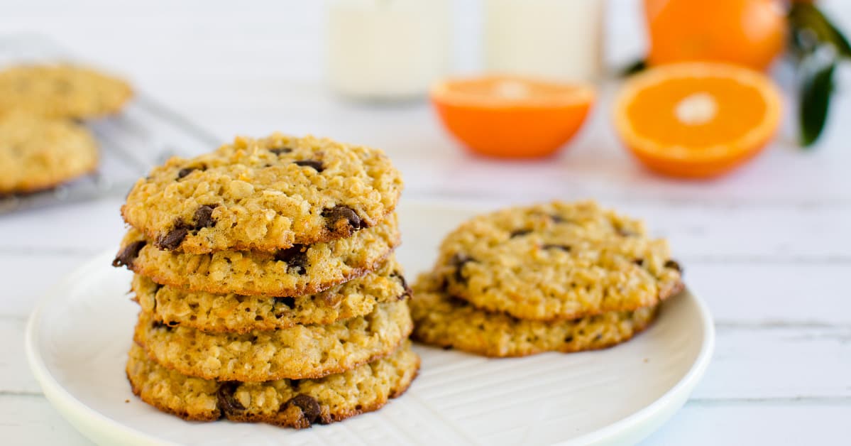 Orange Choc Chip Oat Cookies - Lower in Sugar - Kid Friendly Recipe