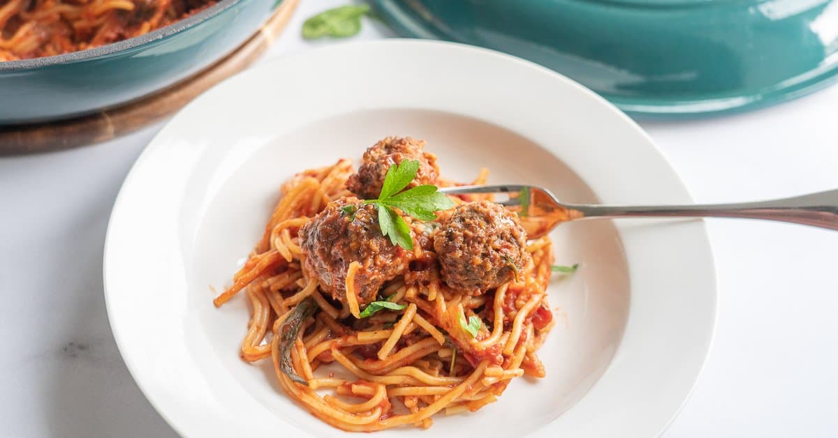 Baked Spaghetti and Meatballs - My Kids Lick The Bowl
